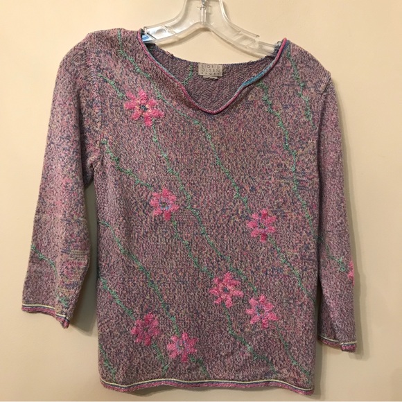 Sigrid Olsen | Sweaters | Vintage Sigrid Olsen Multicolor Knit Floral ...